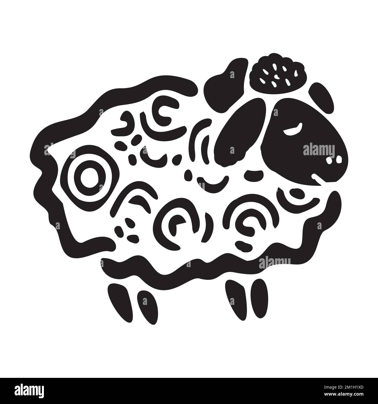 Whimsical cartoon spring sheep illustration, Vector easter farm animal ...