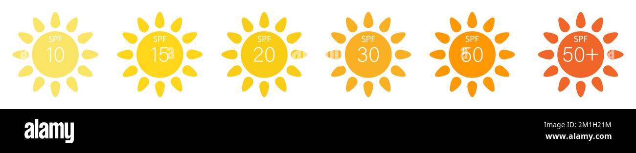 SPF icon set. SPF sun protection labels or stickers. Vector ...