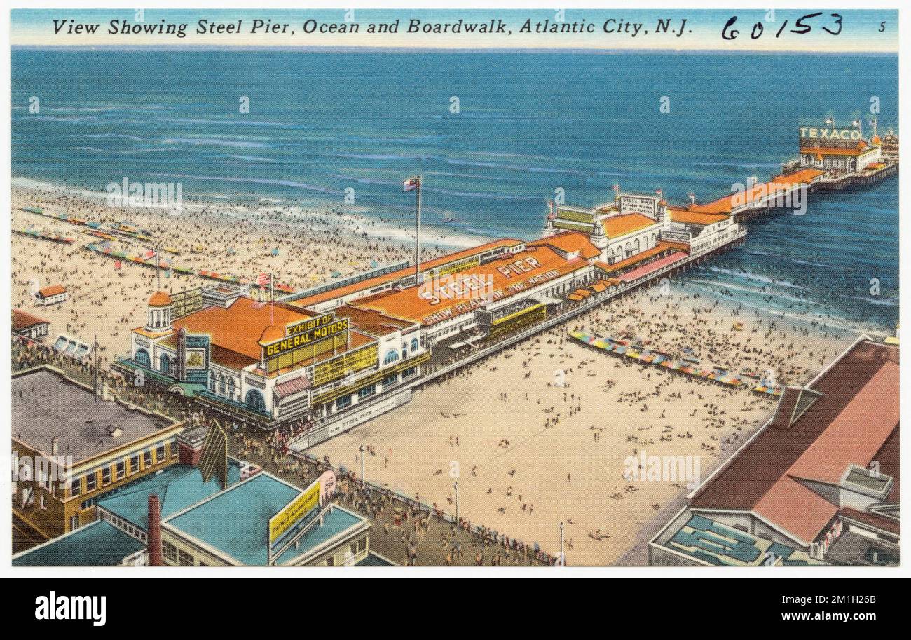 View showing Steel Pier, ocean and boardwalk, Atlantic City, N.J ...