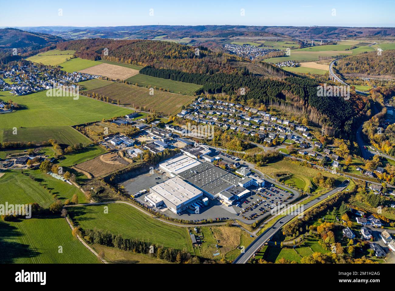 Aerial view, building area in the industrial park Zum Hohlen Morgen in ...
