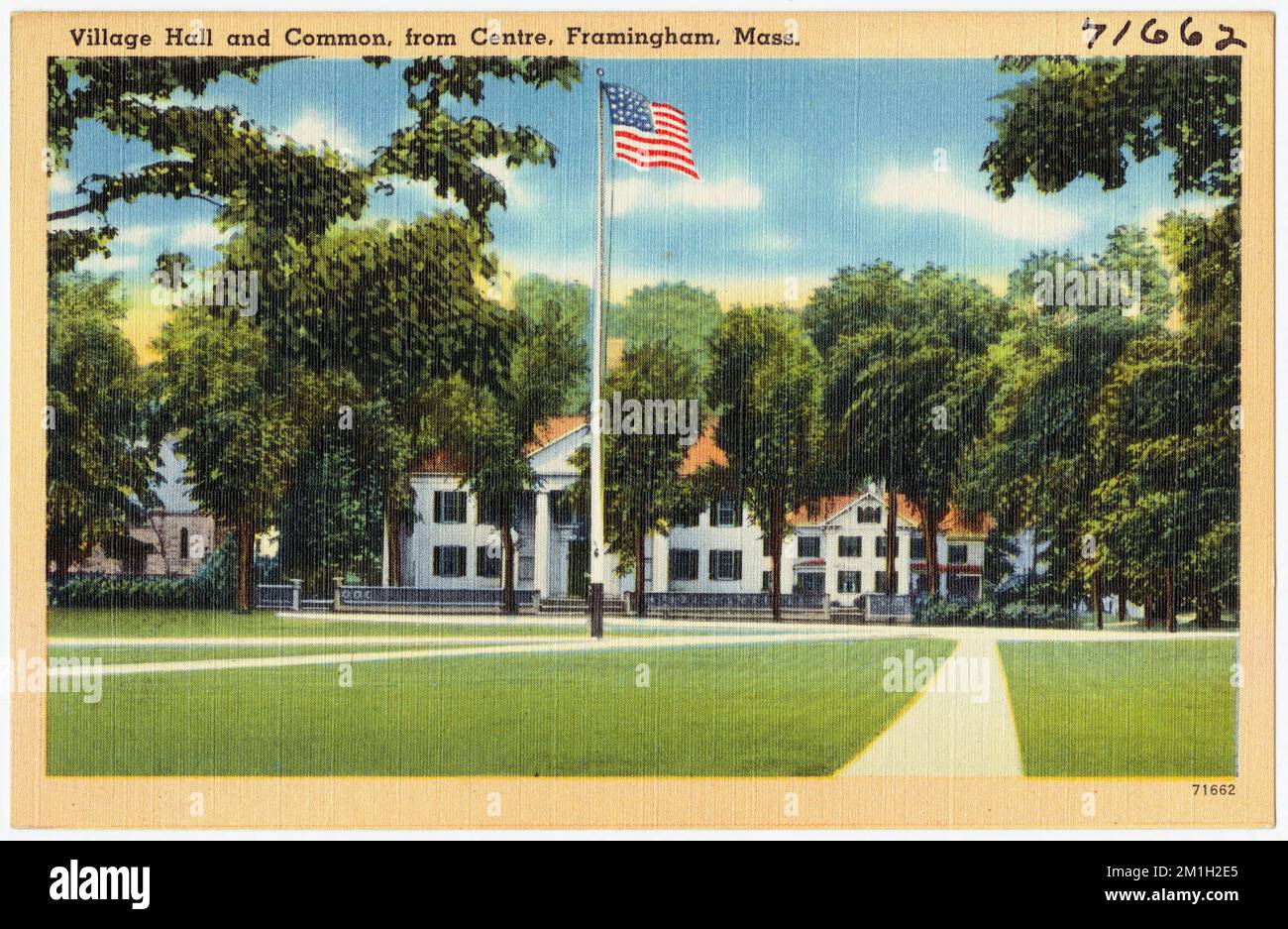 Village hall and common, from centre, Framingham, Mass. , City & town ...