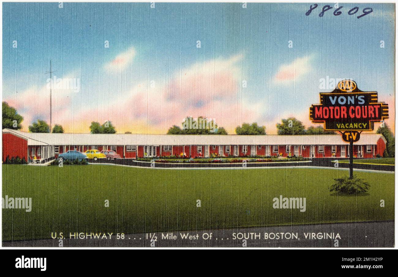 Von's Motor Court, U.S. Highway 58... 1 1/2 miles west of... South ...