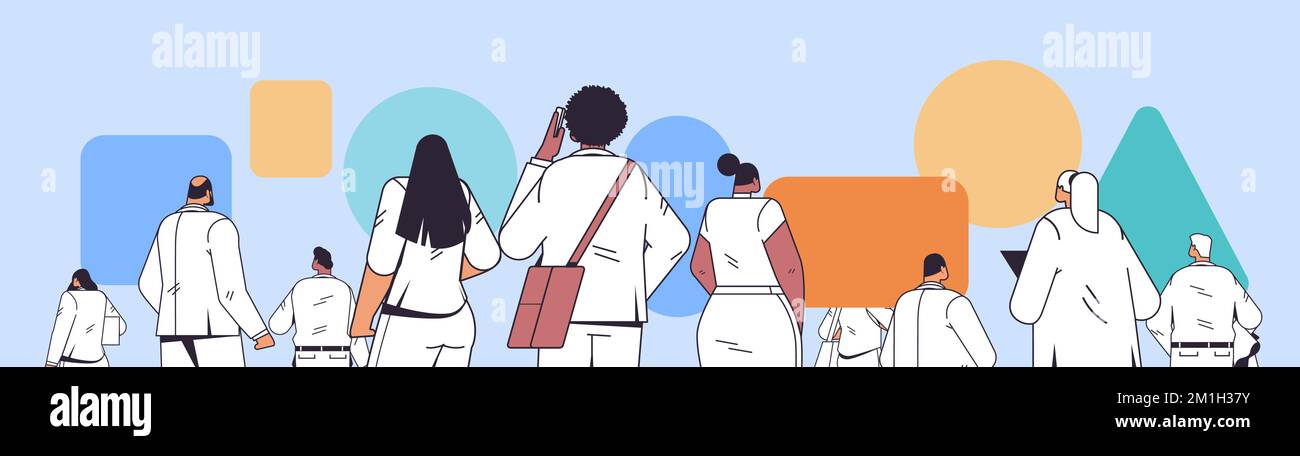 mix race businesspeople team standing back to camera rear view of ...