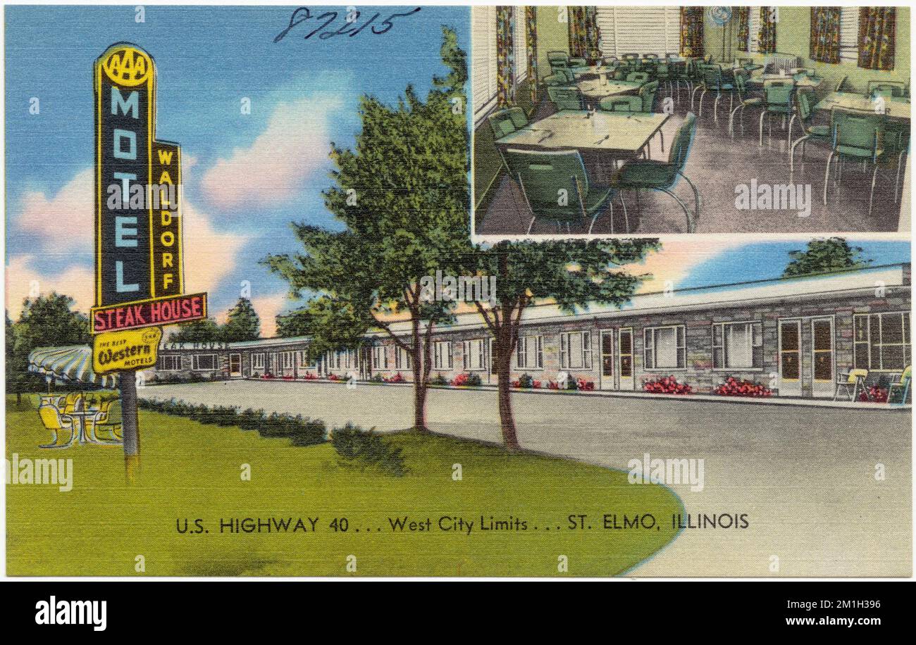 Waldorf Motel and Steak House, U. S. Highway 40... west city limits ...