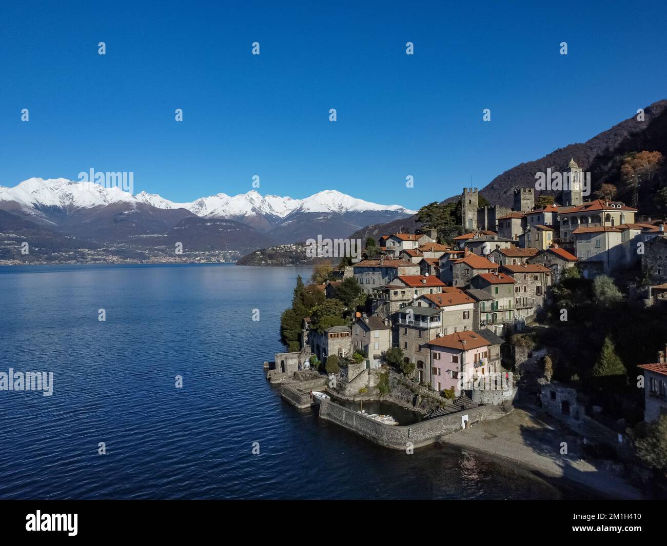Aerial view of Corenno Plinio a village on Lake Como Stock Photo - Alamy