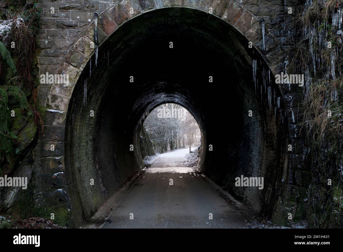 Tunnel on the disused railway track near Keswick in Cumbria Stock Photo ...