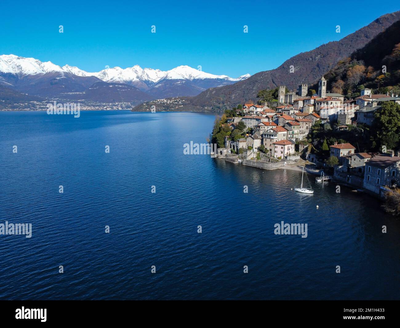 Aerial view of Corenno Plinio a village on Lake Como Stock Photo - Alamy
