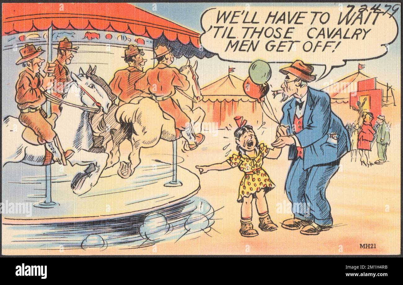 We'll have to wait 'til those cavalry men get off! , Military personnel ...