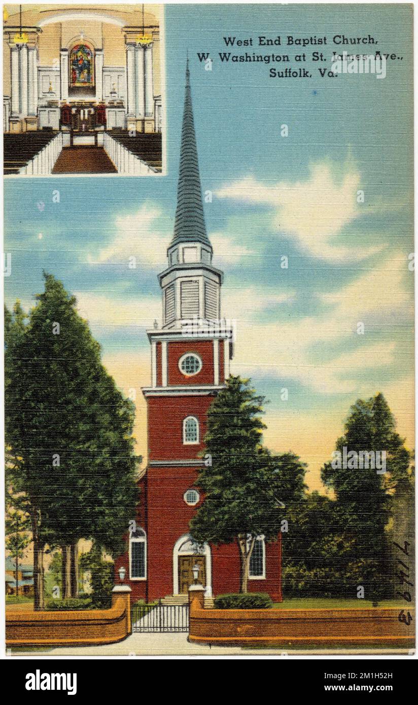 West End Baptist Church, W. Washington at St. James Ave., Suffolk, Va. , Churches, Tichnor ...