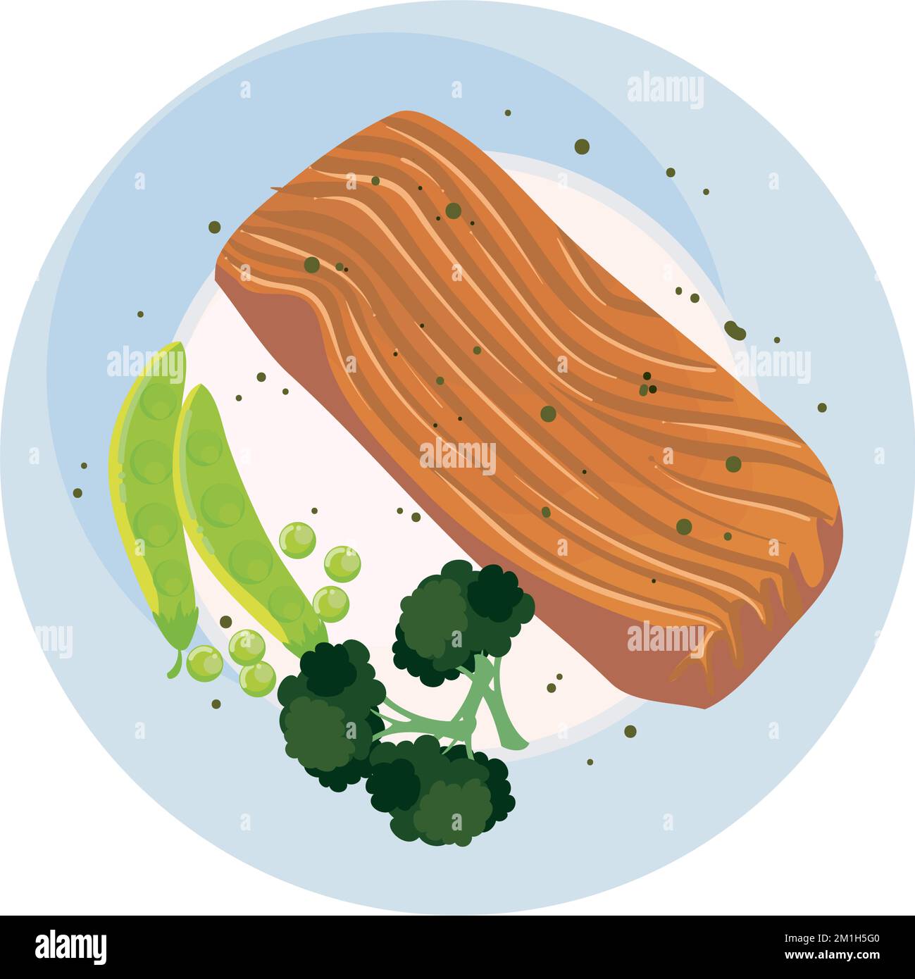 Roasted cooked salmon fish Stock Vector Images - Alamy