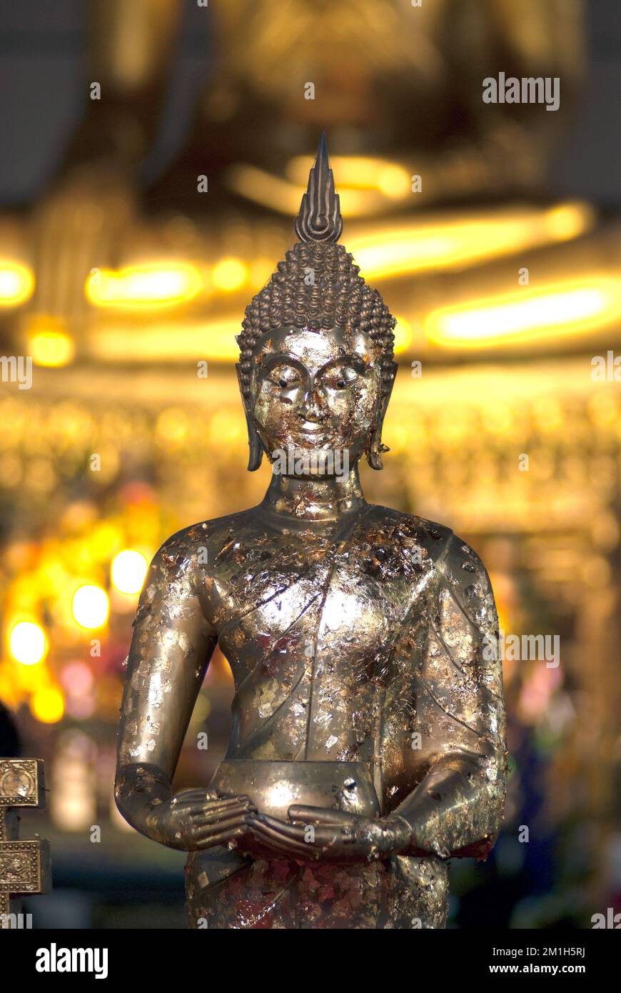Golden of Buddha on the interior of the ordination hall in Wat Na Phra ...