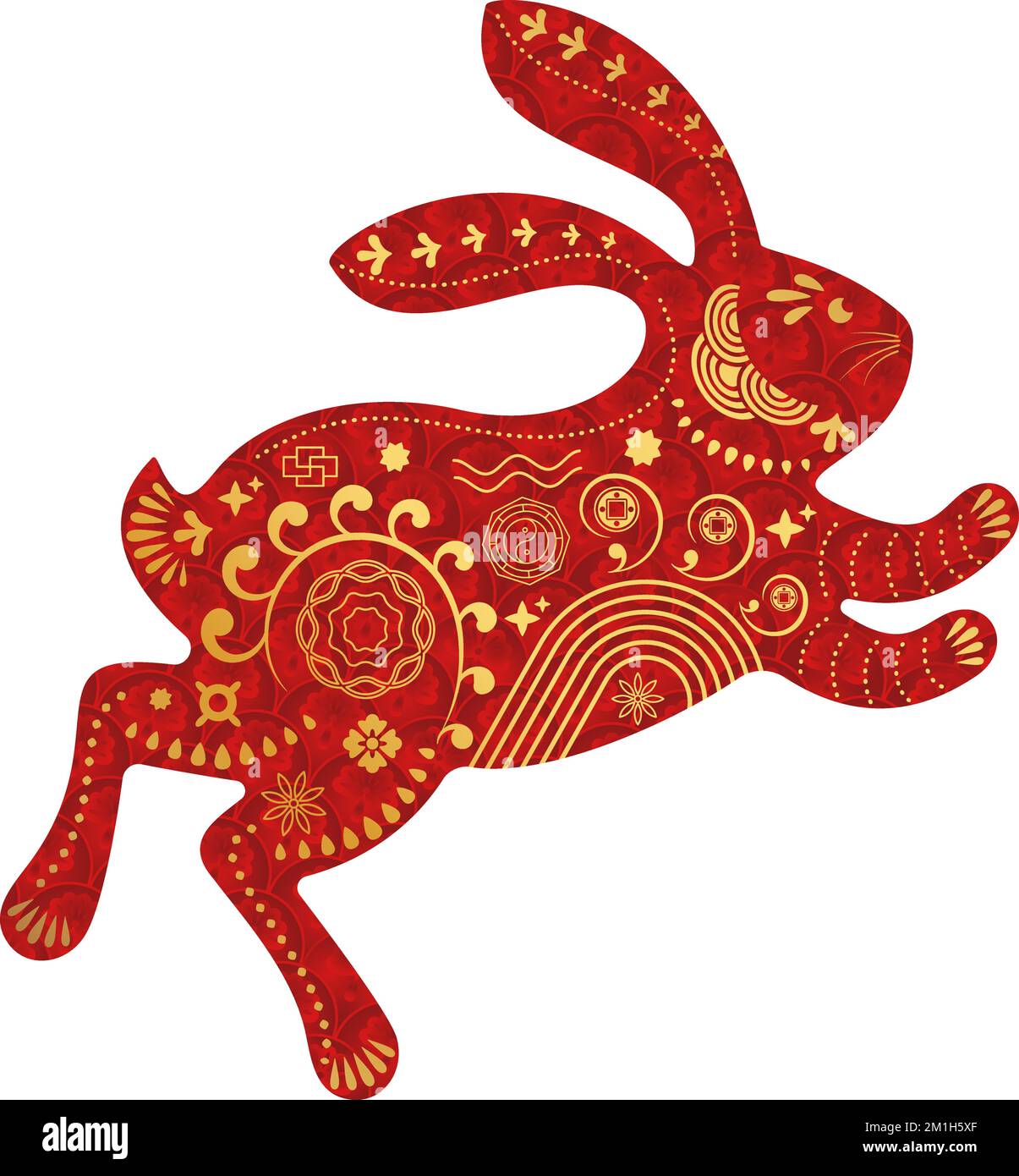 Red silhouette of cute bunny. Rabbit icon. Zodiac animals Stock Vector ...