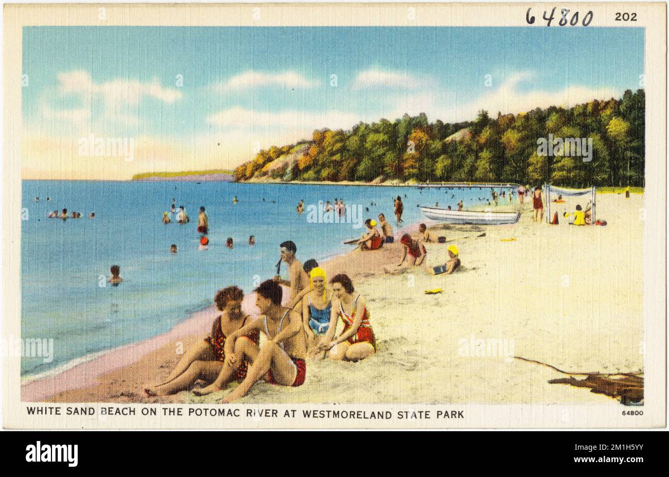 White sand beach on the Potomac River at Westmoreland State park ...
