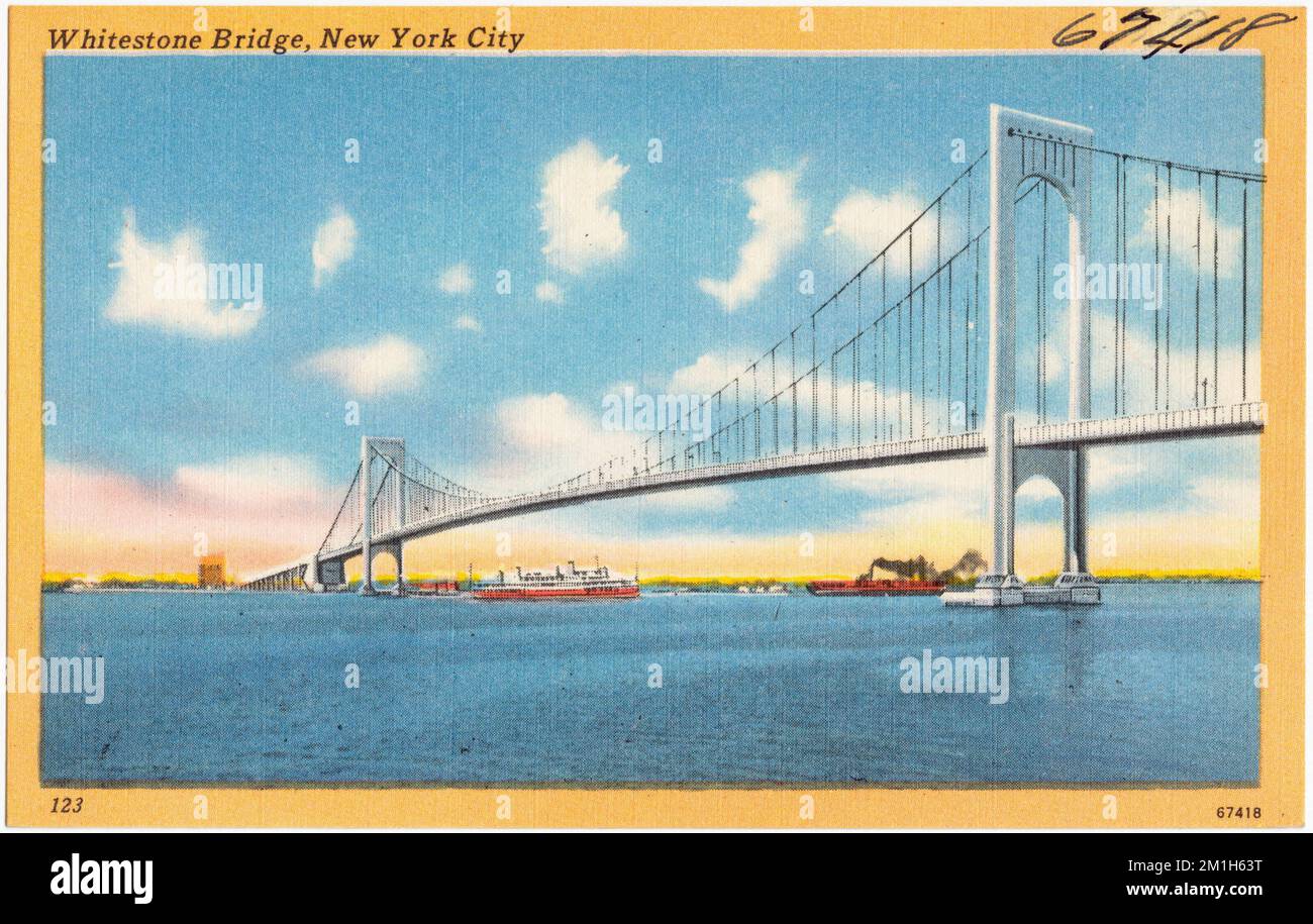 Whitestone Bridge, New York City , Bridges, Rivers, Tichnor Brothers ...