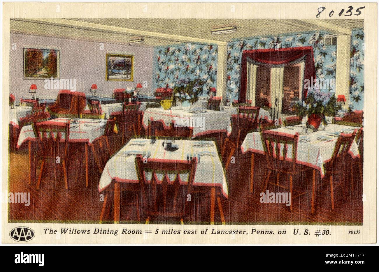 The Willows Dining Room -- 5 miles east of Lancaster, Penna on U.S. #30 ...