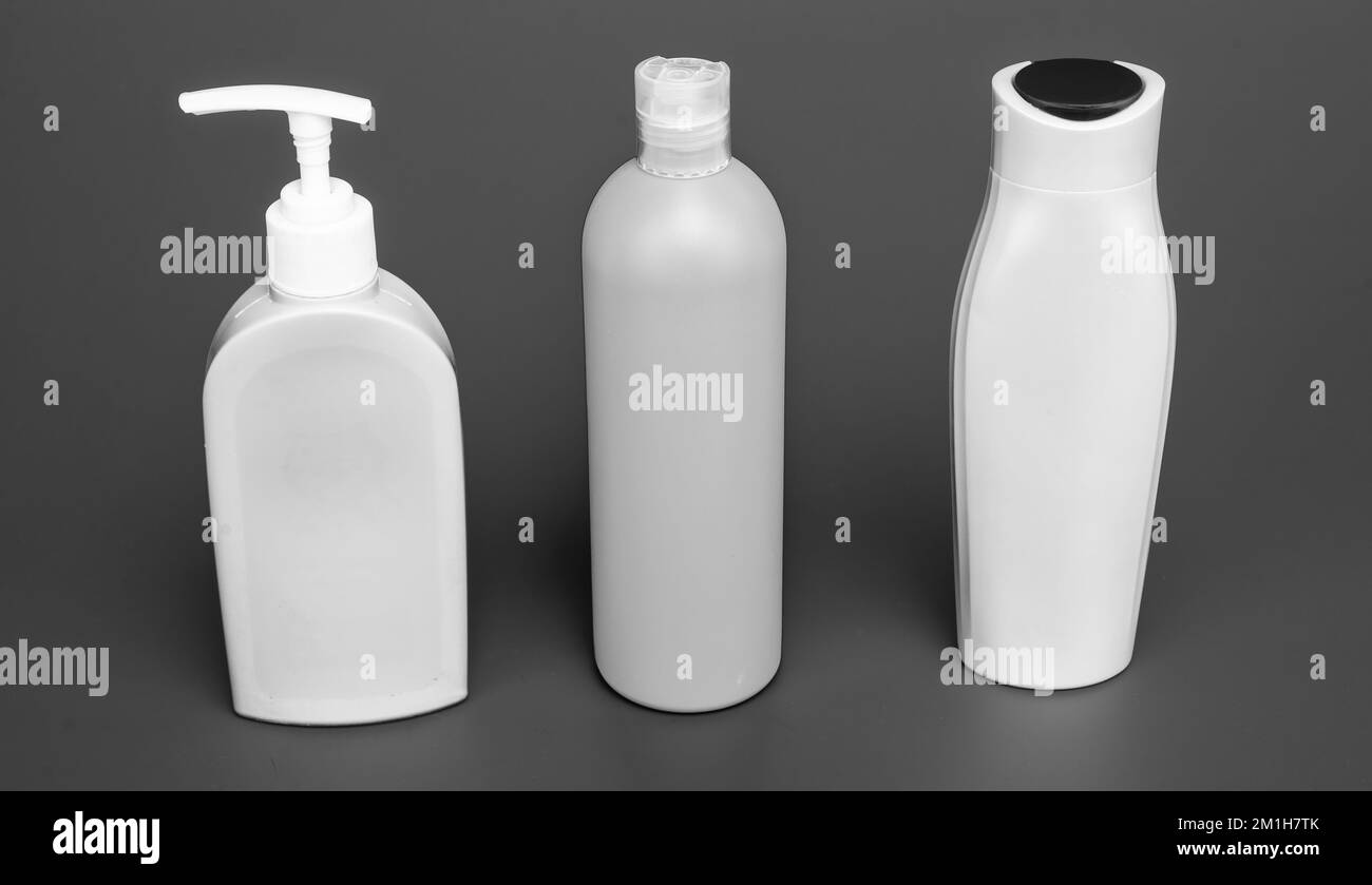 Easy to refill and dispense. Toiletry bottles in row. Refillable ...