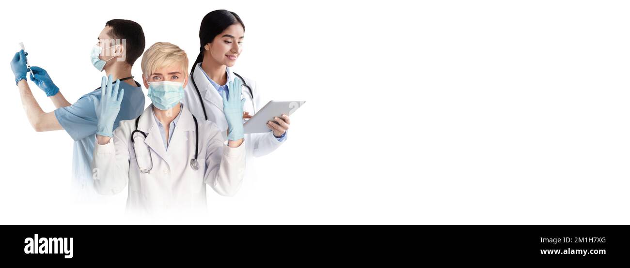 Medical Offer. Group Of Multiethnic Doctors Wearing Uniform Isolated On ...