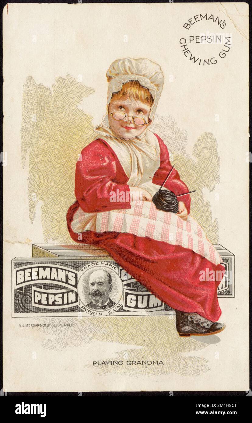 Beeman's Pepsin Chewing Gum, playing grandma , Girls, Chewing gum, Yarn ...