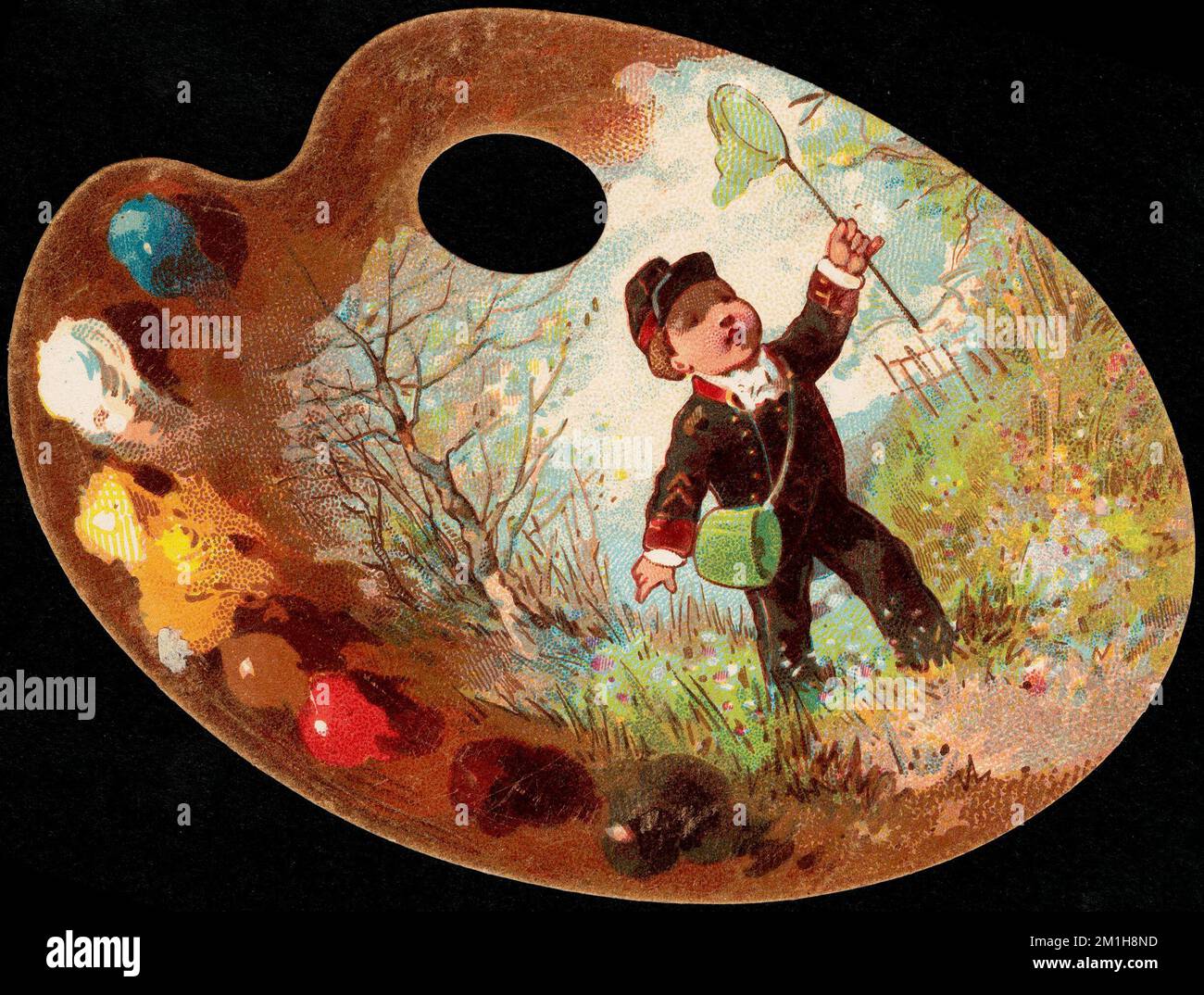 Boy walking with butterfly net. , Boys, Butterfly nets, Palettes, 19th ...