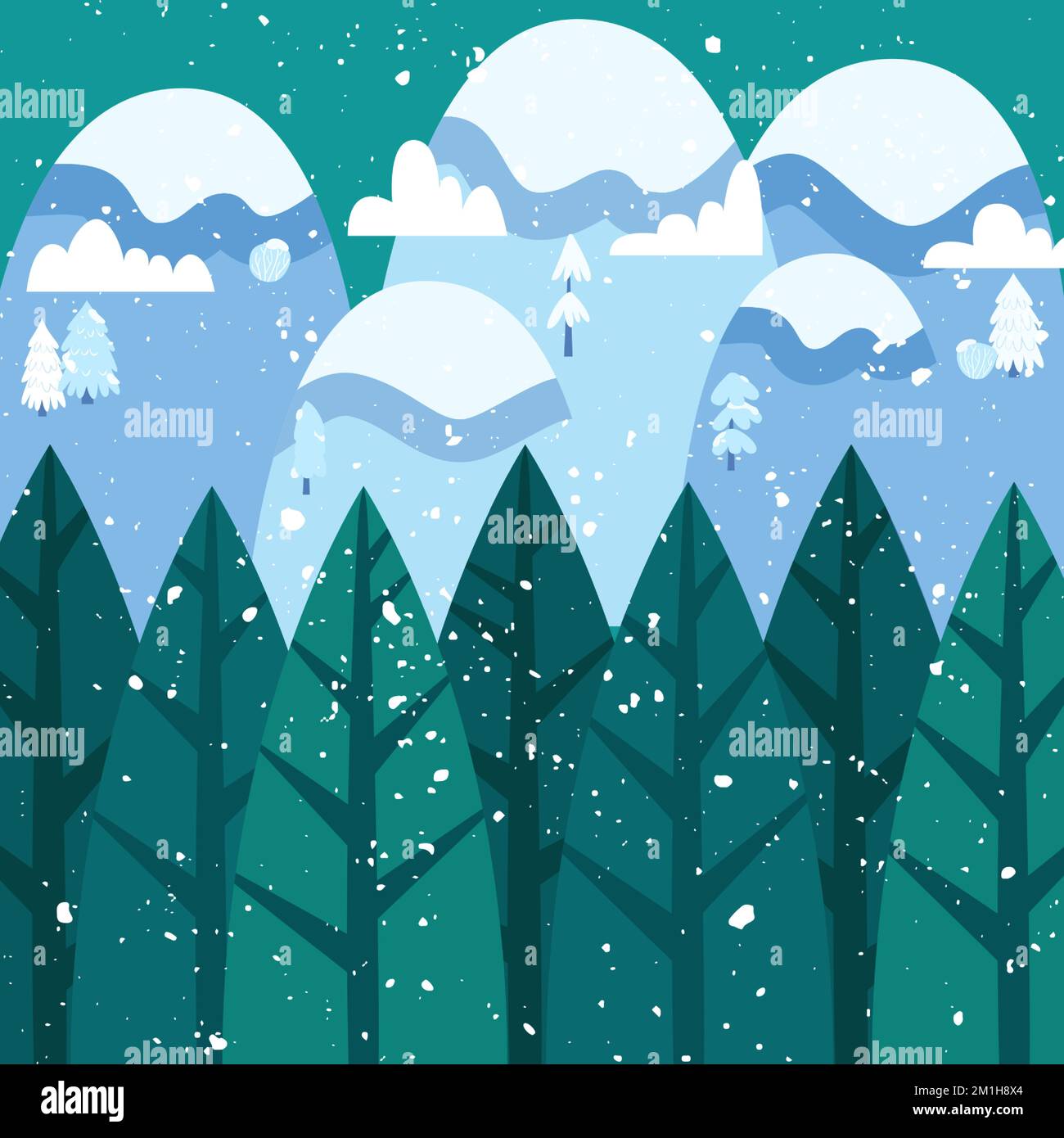 Forest snowy night christmas Stock Vector Images - Alamy