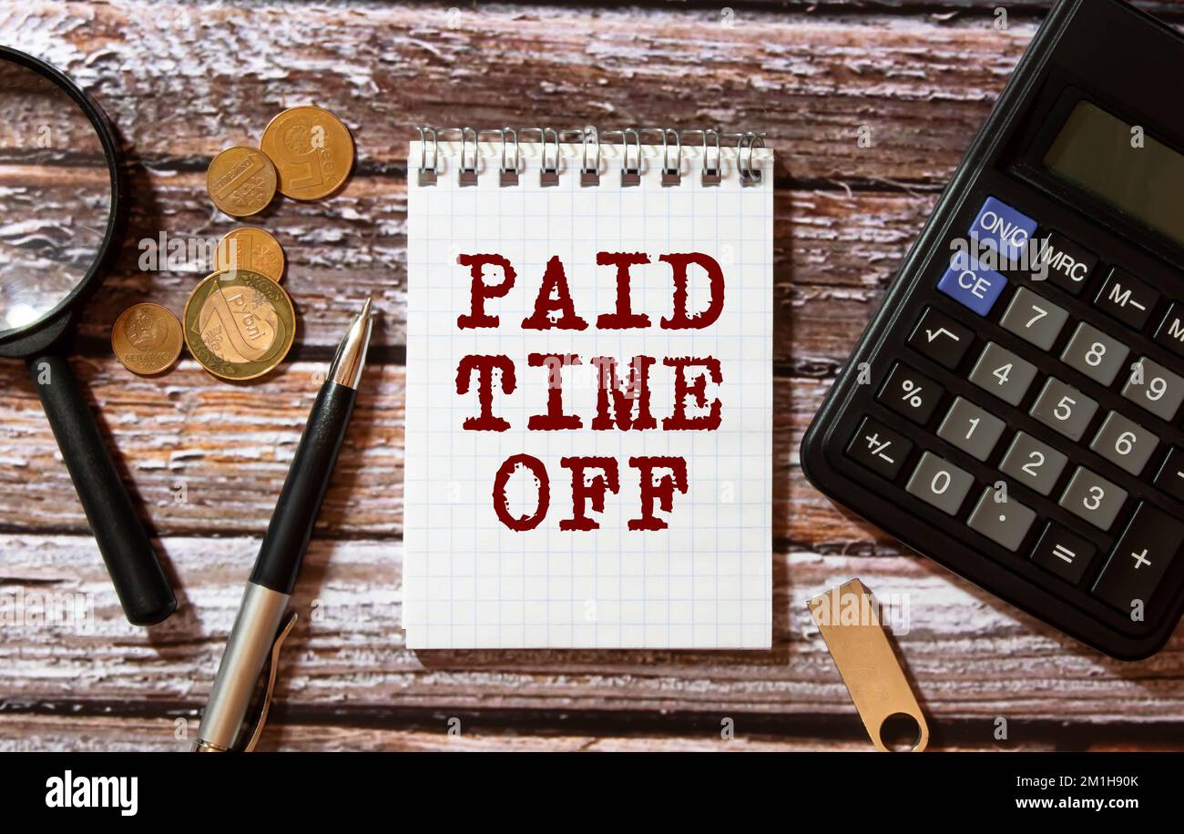 Midsection Of A Businessman Pointing At Paid Time Off Text Over Black ...