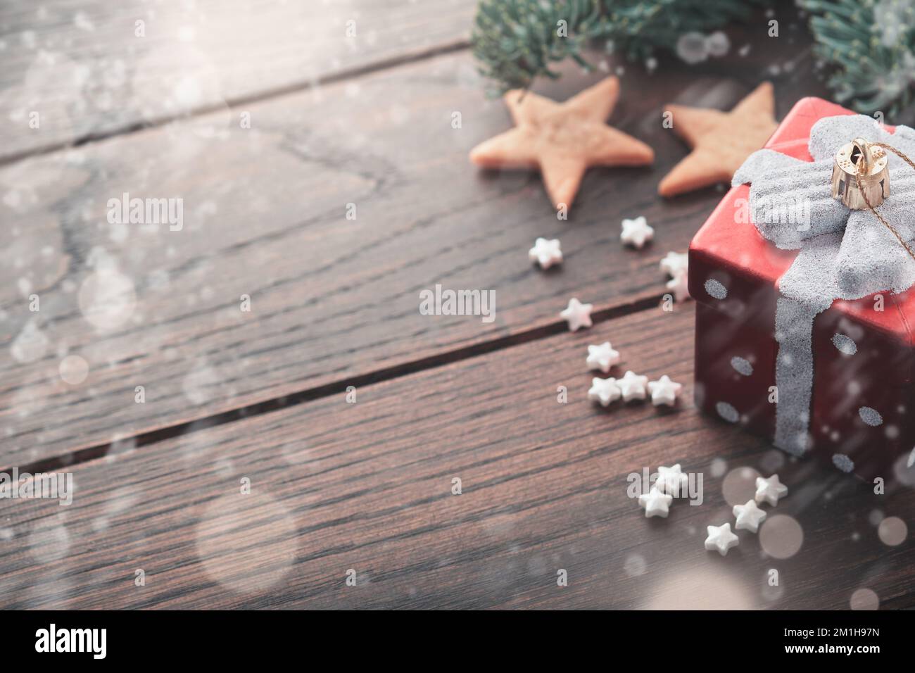 Marry Christmas. New Year background with fir branches and Christmas ...