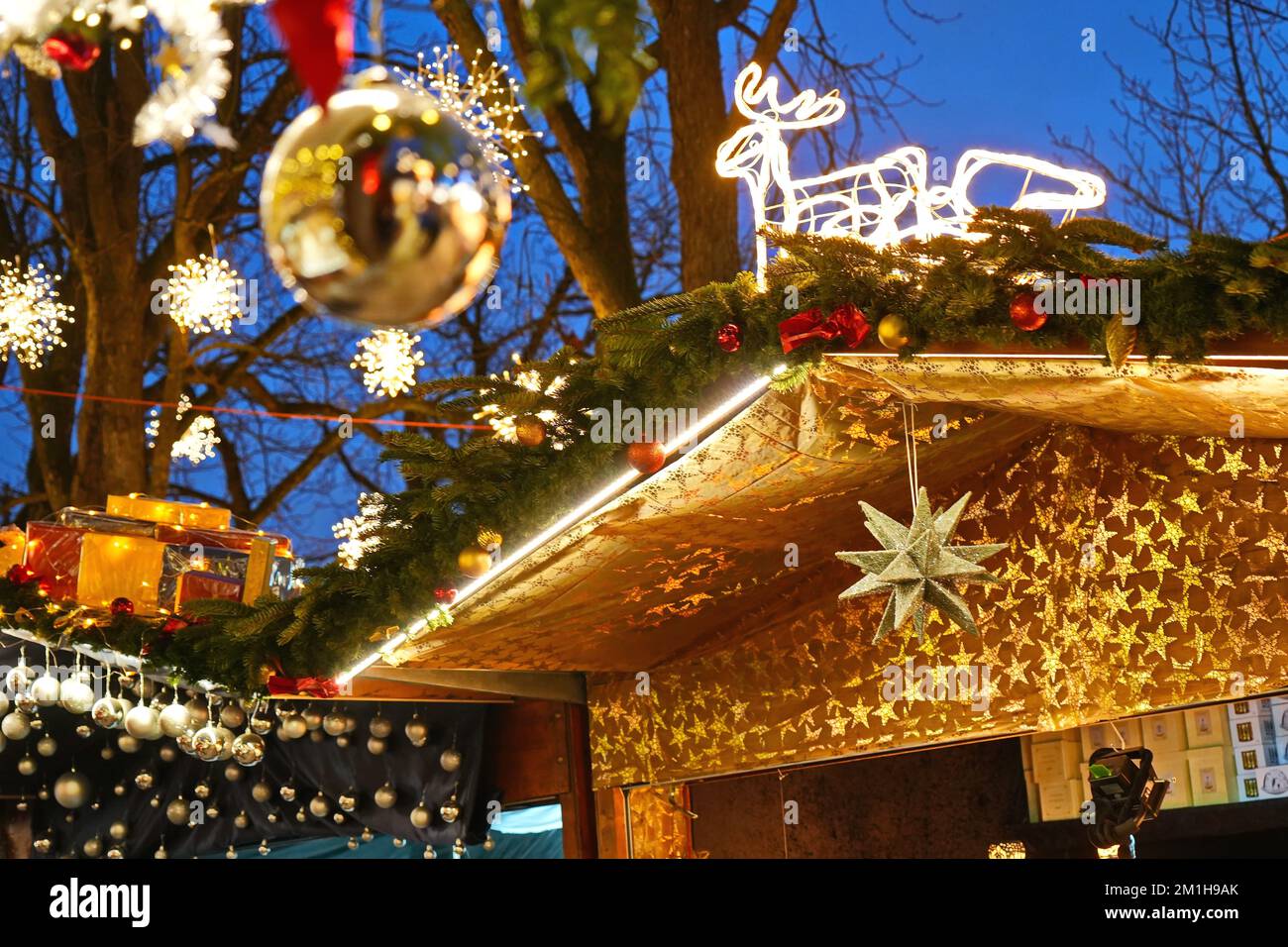 Christmas market decoration as a symbol of winter holidays and the New ...