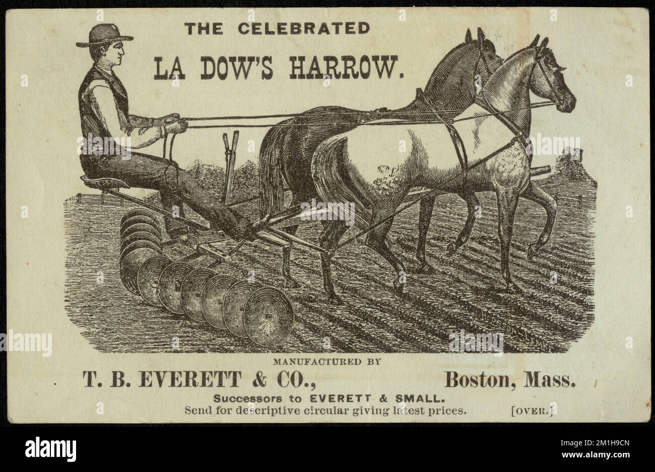 The celebrated La Dow's Harrow , Men, Horses, Agricultural machinery ...