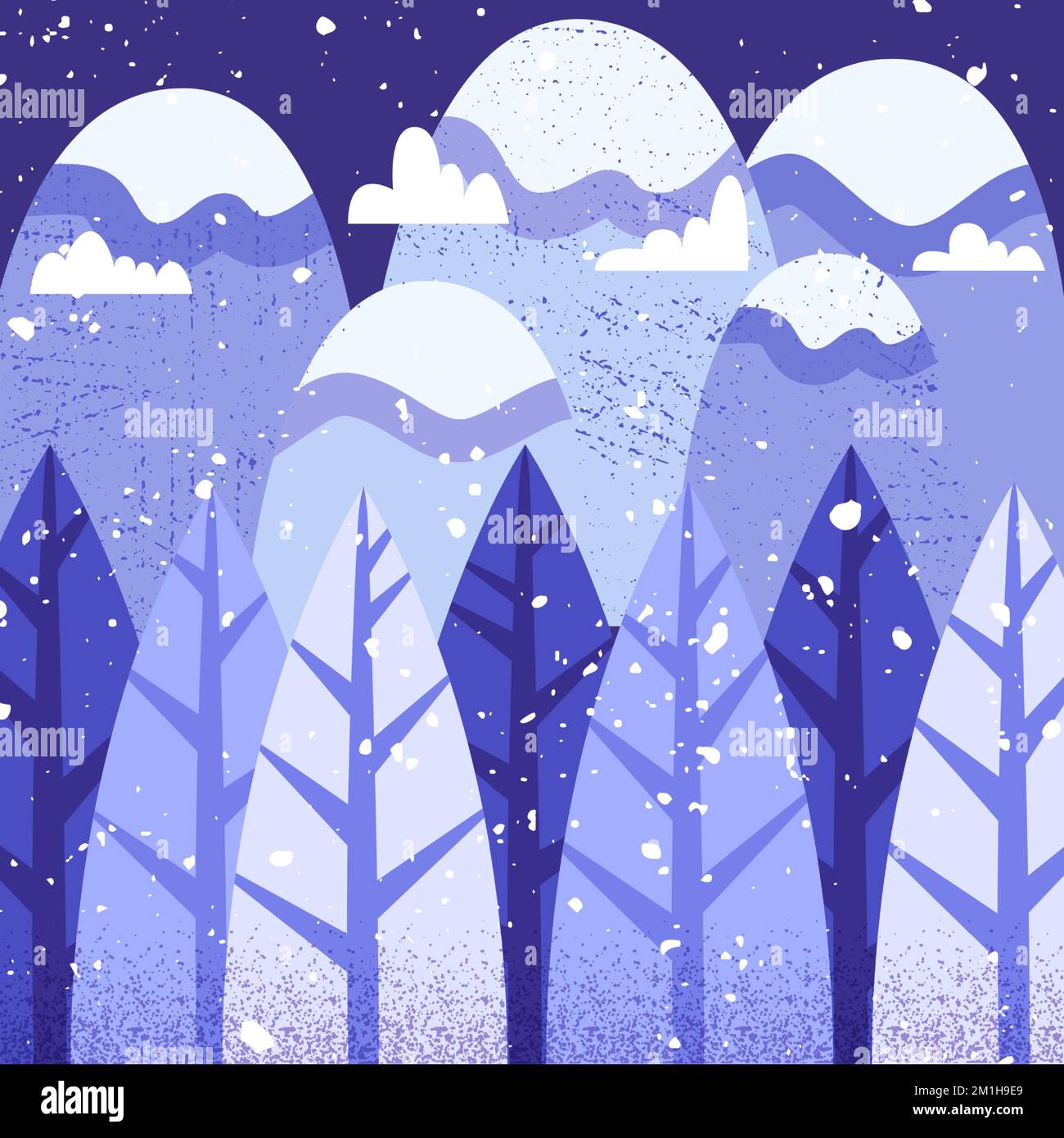 Forest snowy night christmas tree Stock Vector Images - Alamy