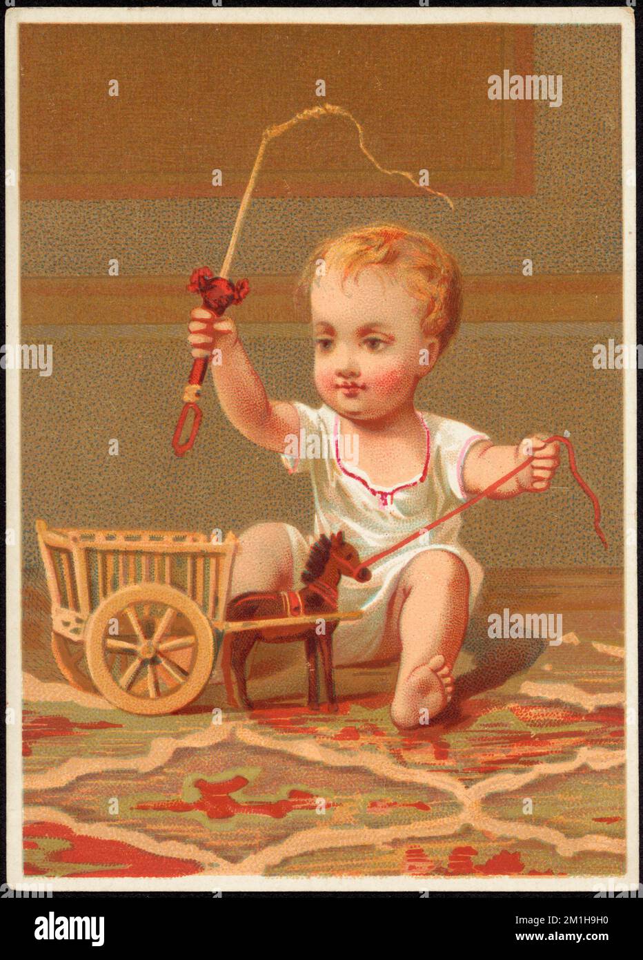 Child playing with a toy cart and horse. , Children, Toys, 19th Century ...