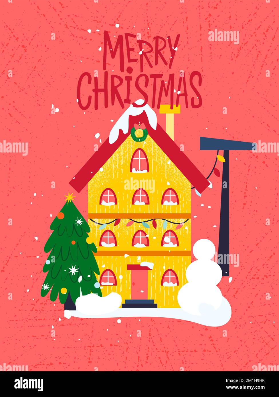 Merry christmas card house Stock Vector Images - Alamy