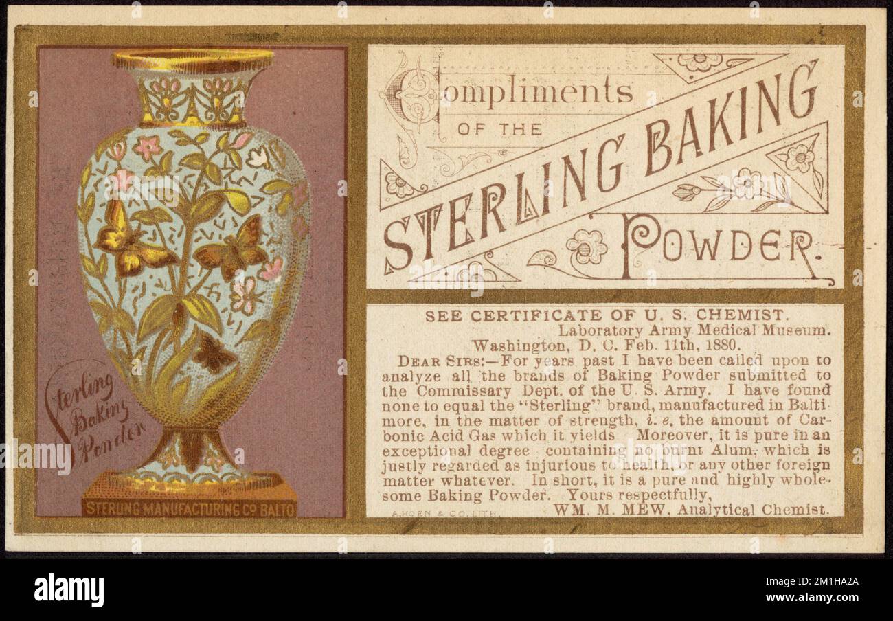 Compliments of the Sterling baking powder. , Vases, Baking powder, 19th ...
