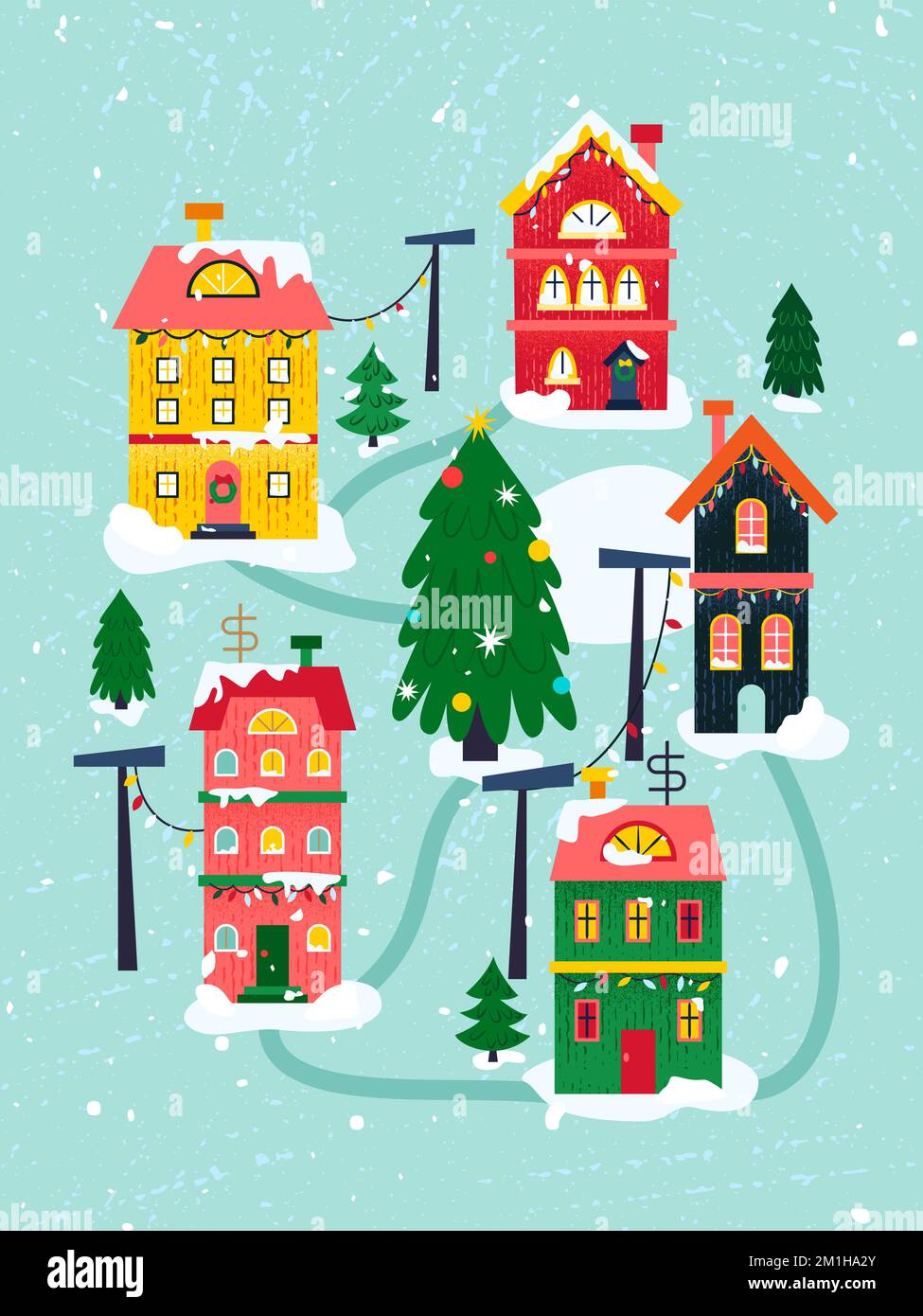 Poster with winter landscape Stock Vector Images - Alamy