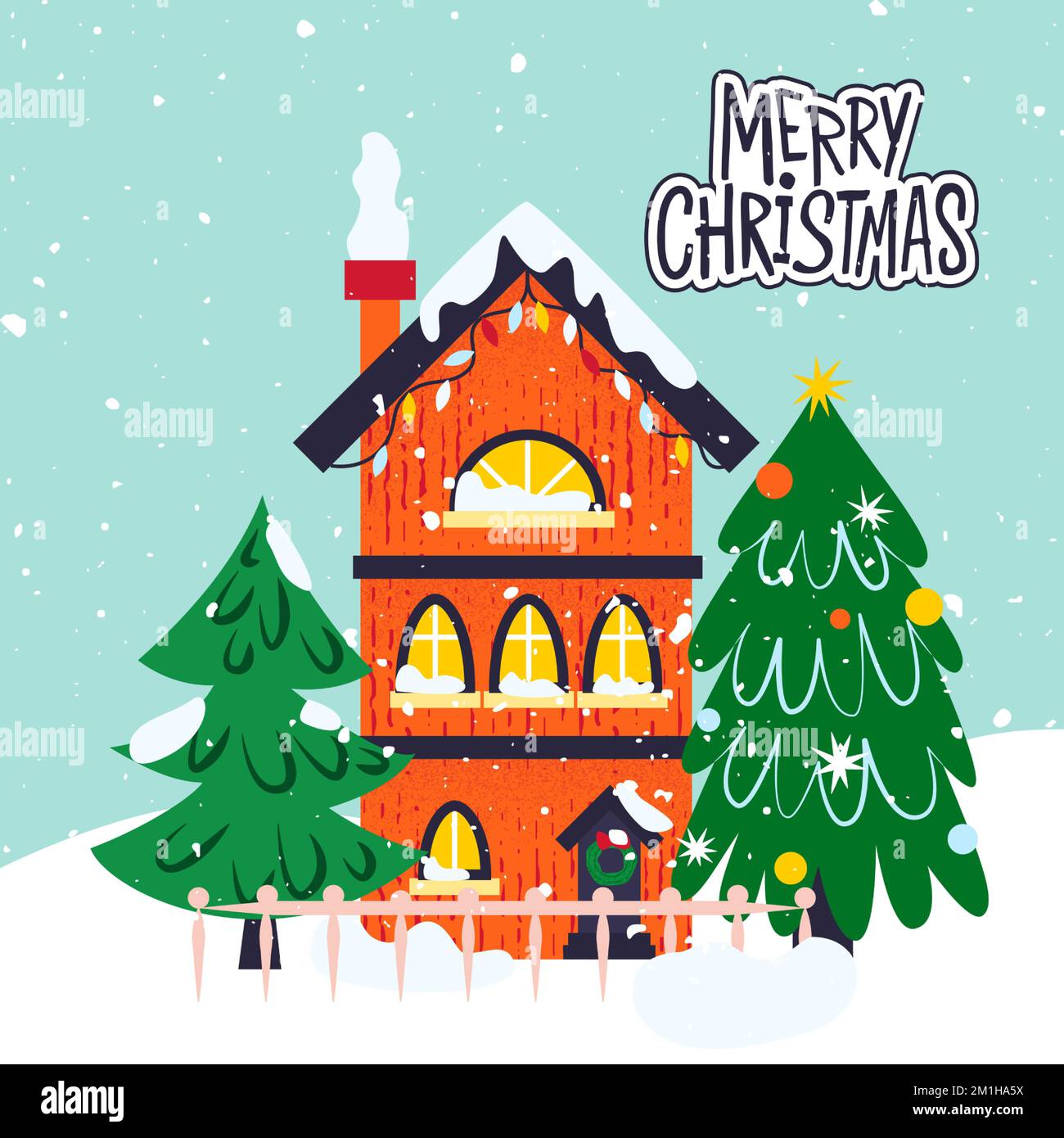 Christmas door wreath festive Stock Vector Images - Alamy