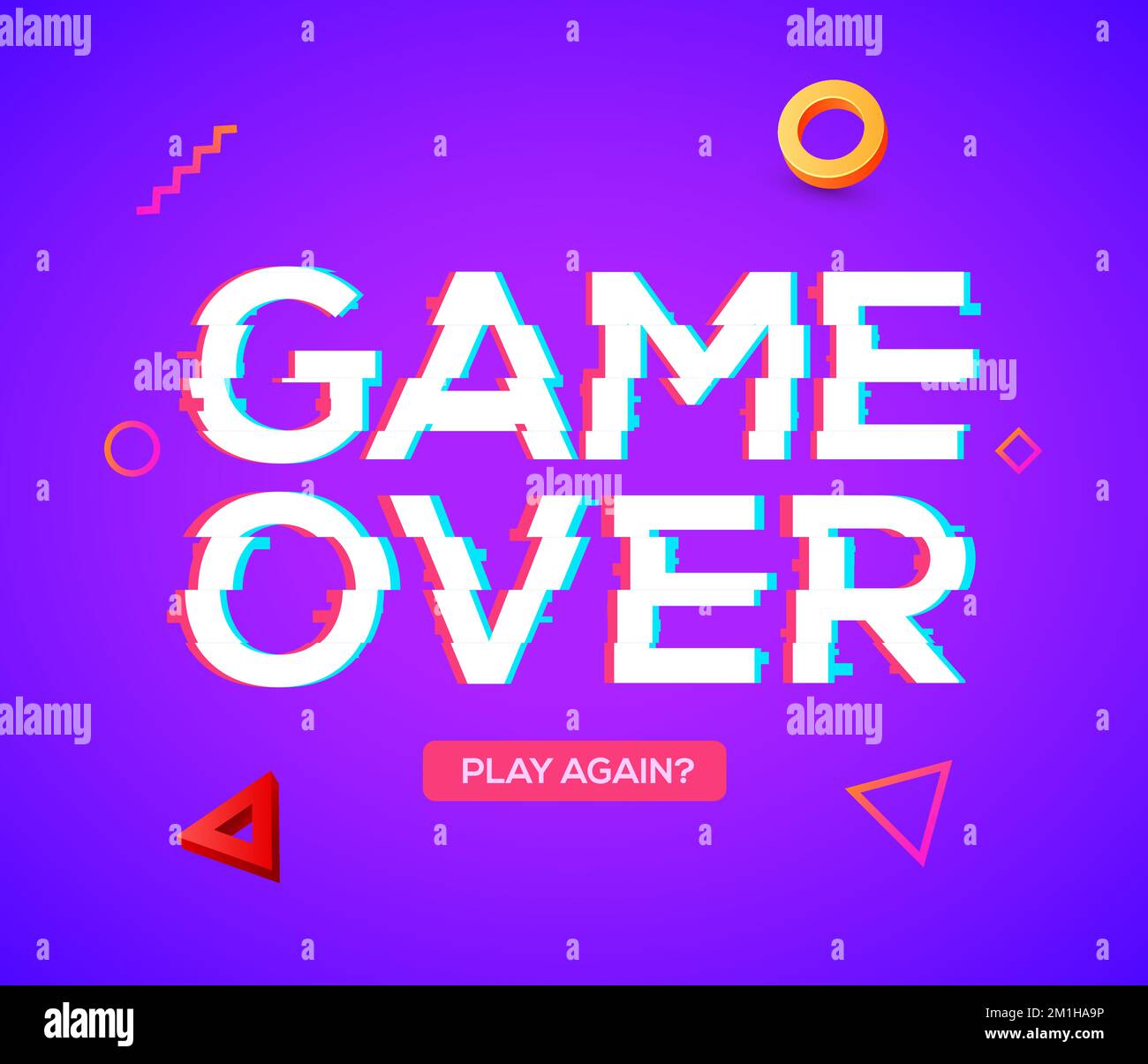 Game over screen glitch video retro pixel background. Game over glitch ...