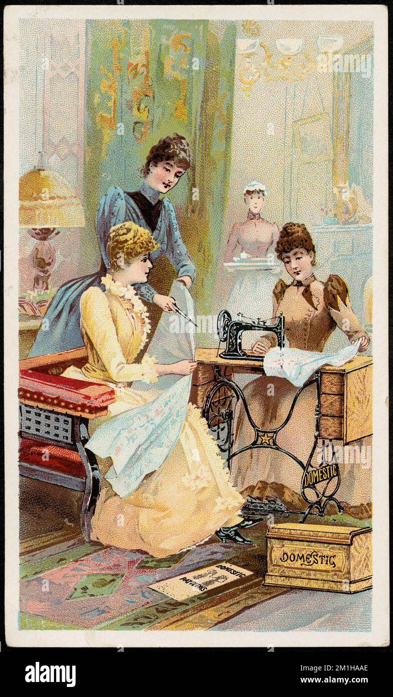 Domestic - Domestic patterns , Women, Sewing machines, 19th Century ...