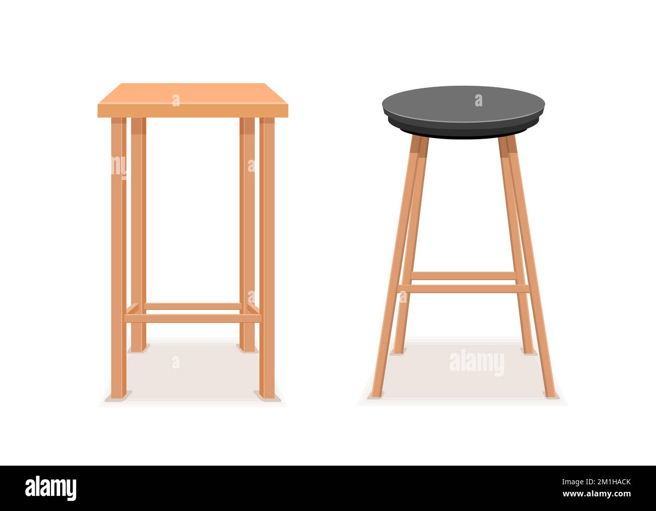 Chair wooden cartoon furniture. Stool vector seat modern wood chair ...