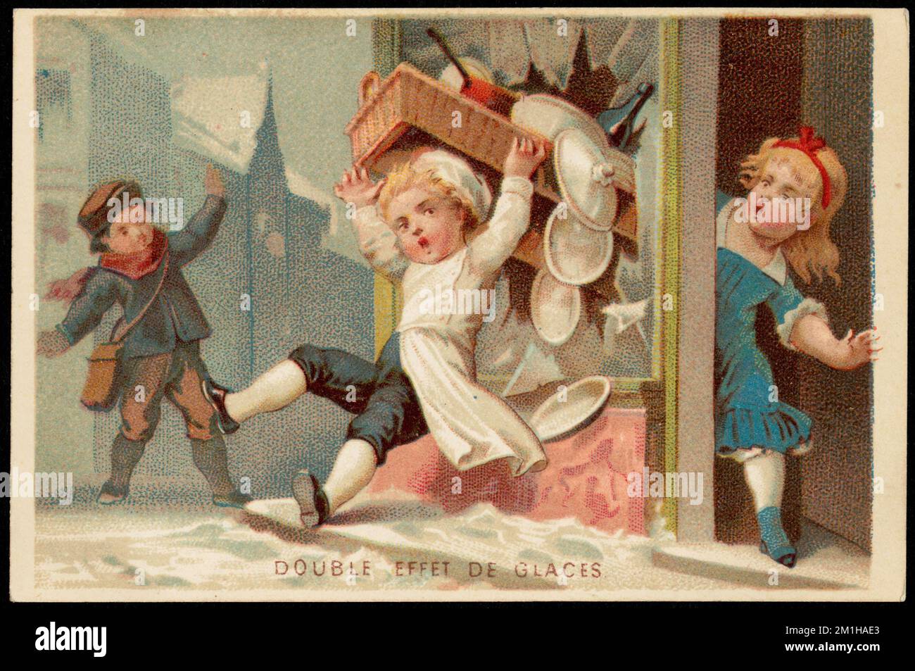 Double effet de glaces , Children, Ice, Windows, Tableware, 19th ...