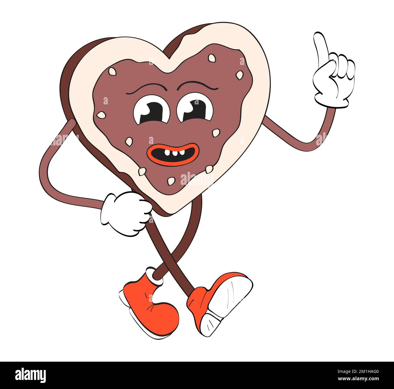 Groovy Gingerbread heart vector in retro, y2k style. Santa decoration ...