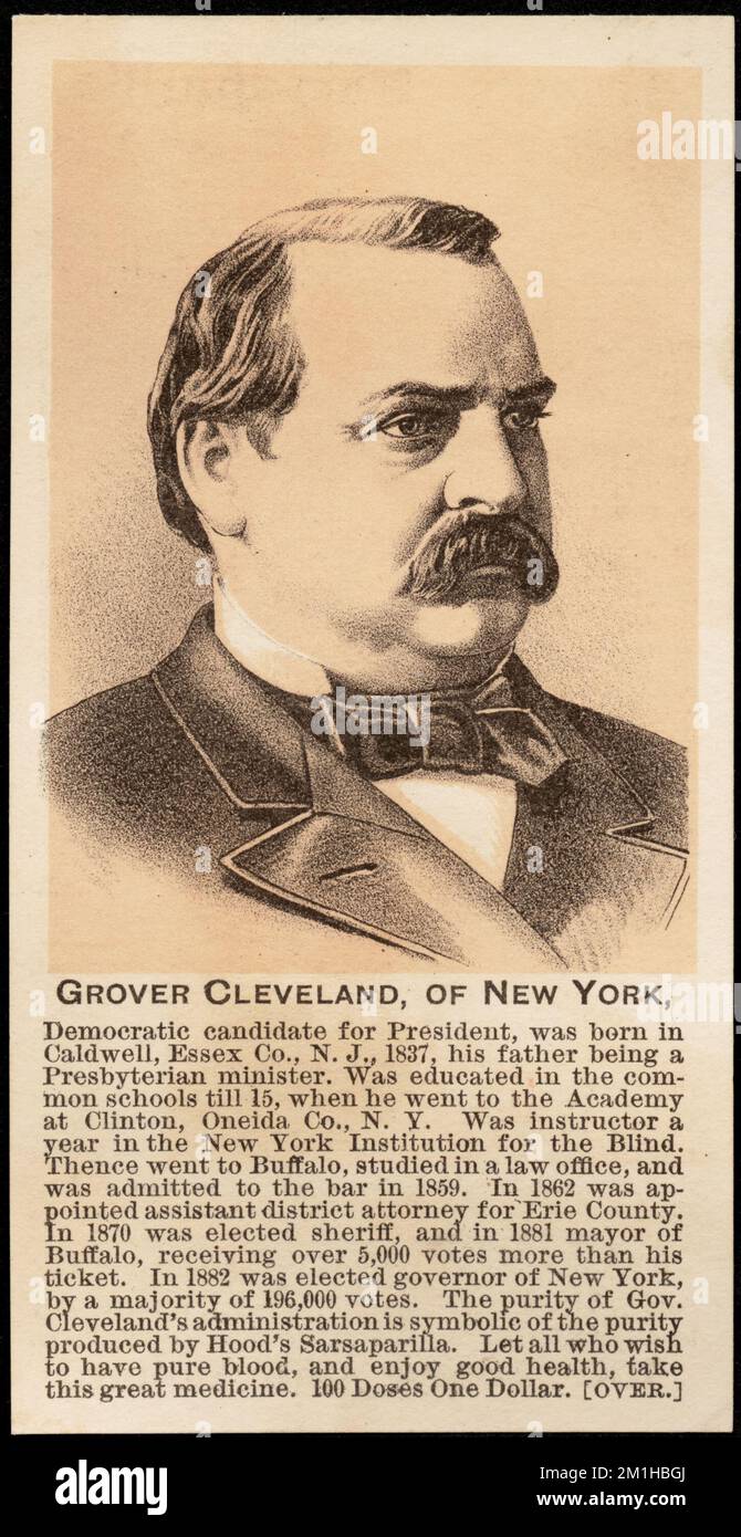 Grover Cleveland, of New York. Hood's Sarsaparilla presidential ...