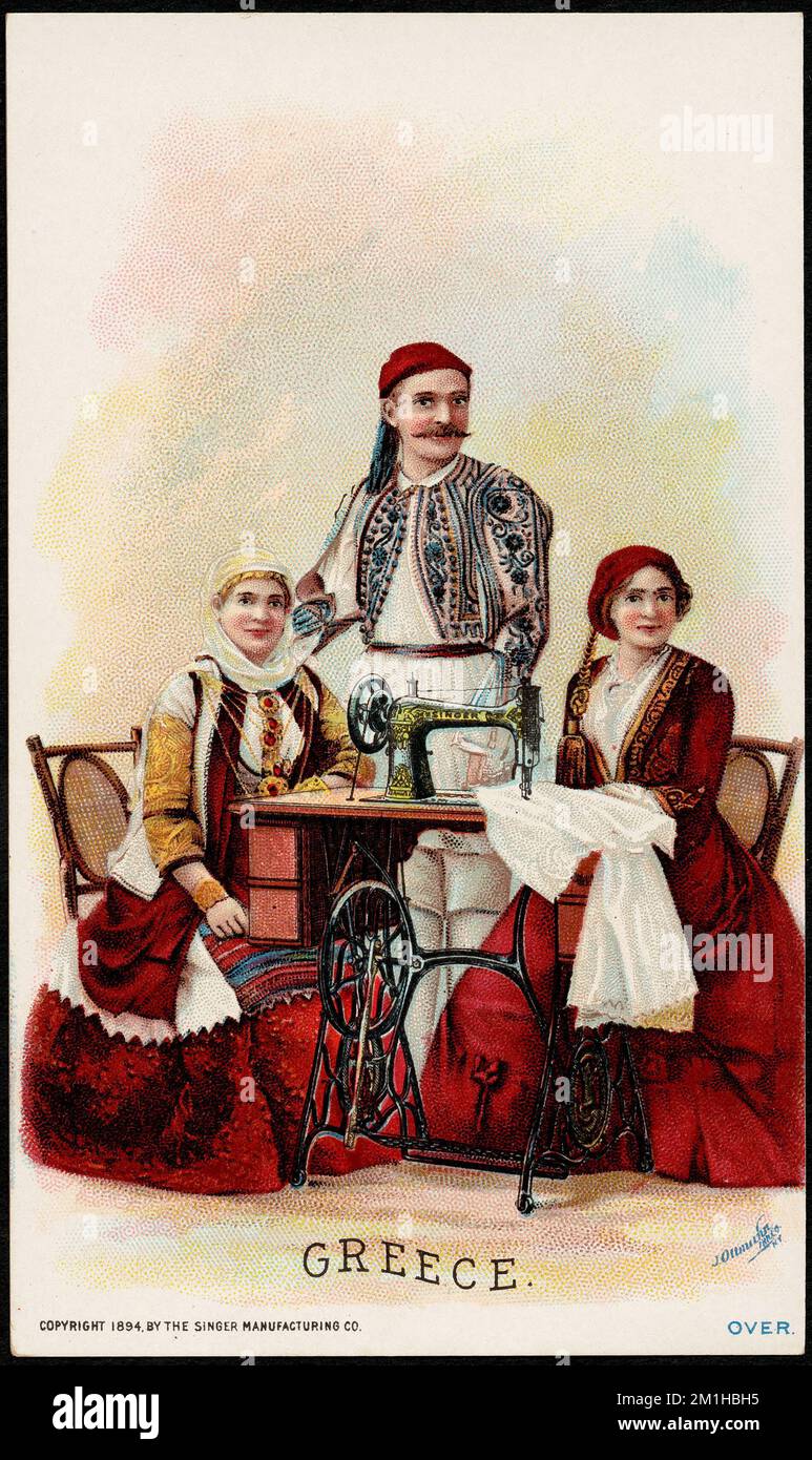 Greece. , Adults, Sewing machines, 19th Century American Trade Cards ...