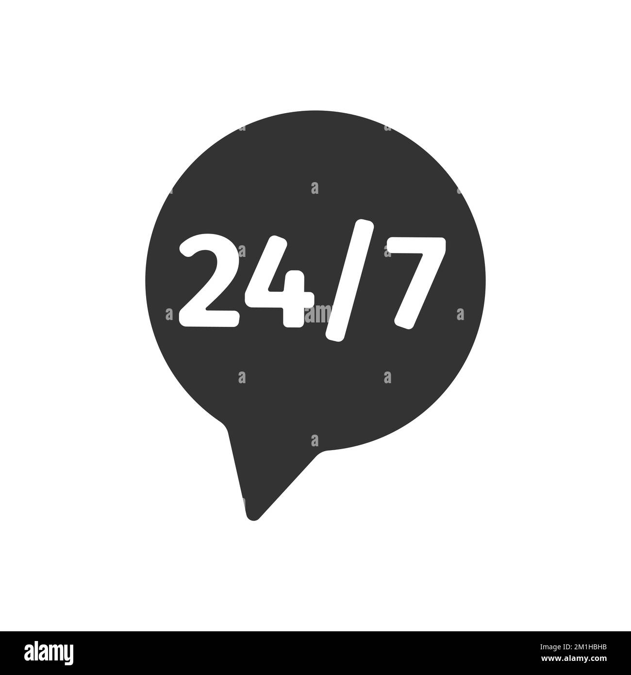 Helpline speech bubble symbol with round the clock sign. 24 7 open ...