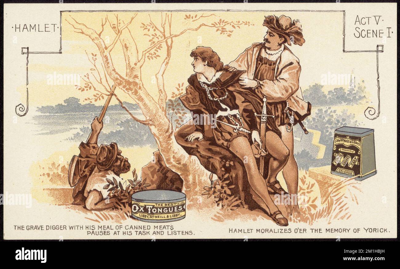 Hamlet Act V, Scene I - The grave digger with his meal of canned meats ...