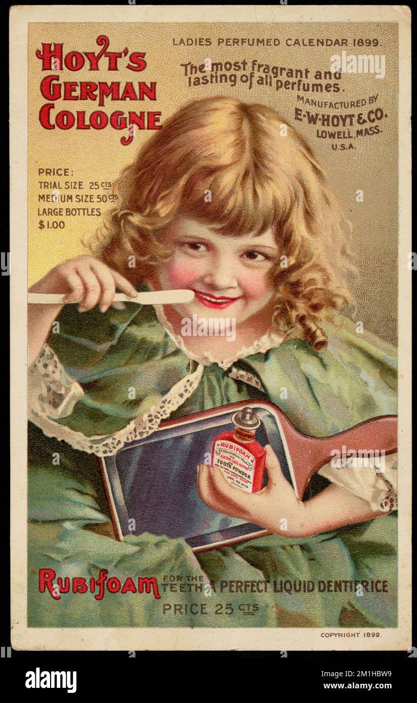 Hoyt's German Cologne, Ladies Perfumed Calendar 1899, the most fragrant ...