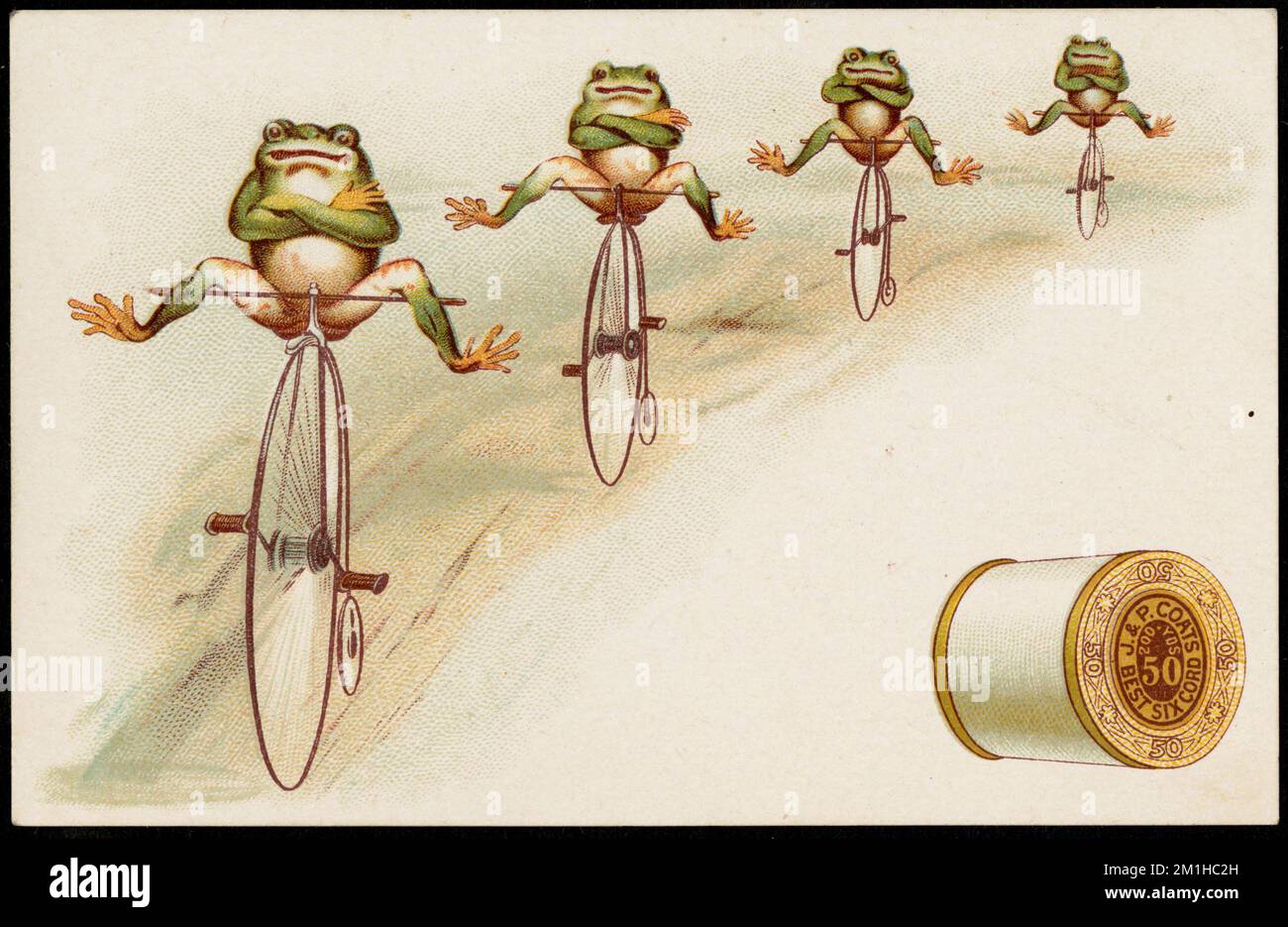 J. & P. Coats Best Six Cord, 200 yds, 50. , Frogs, Bicycles & tricycles ...