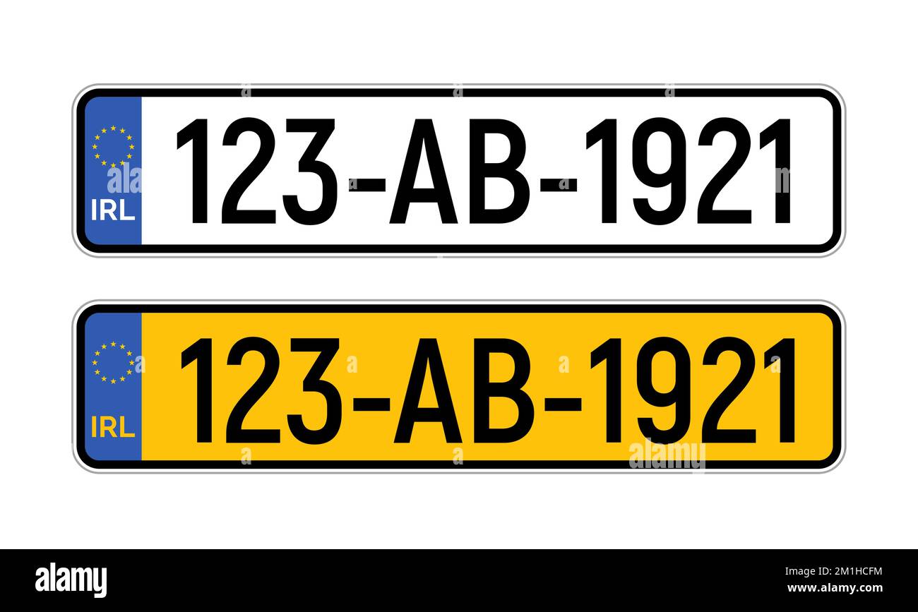 Ireland car license plate isolated country drive symbol. Transportation ...