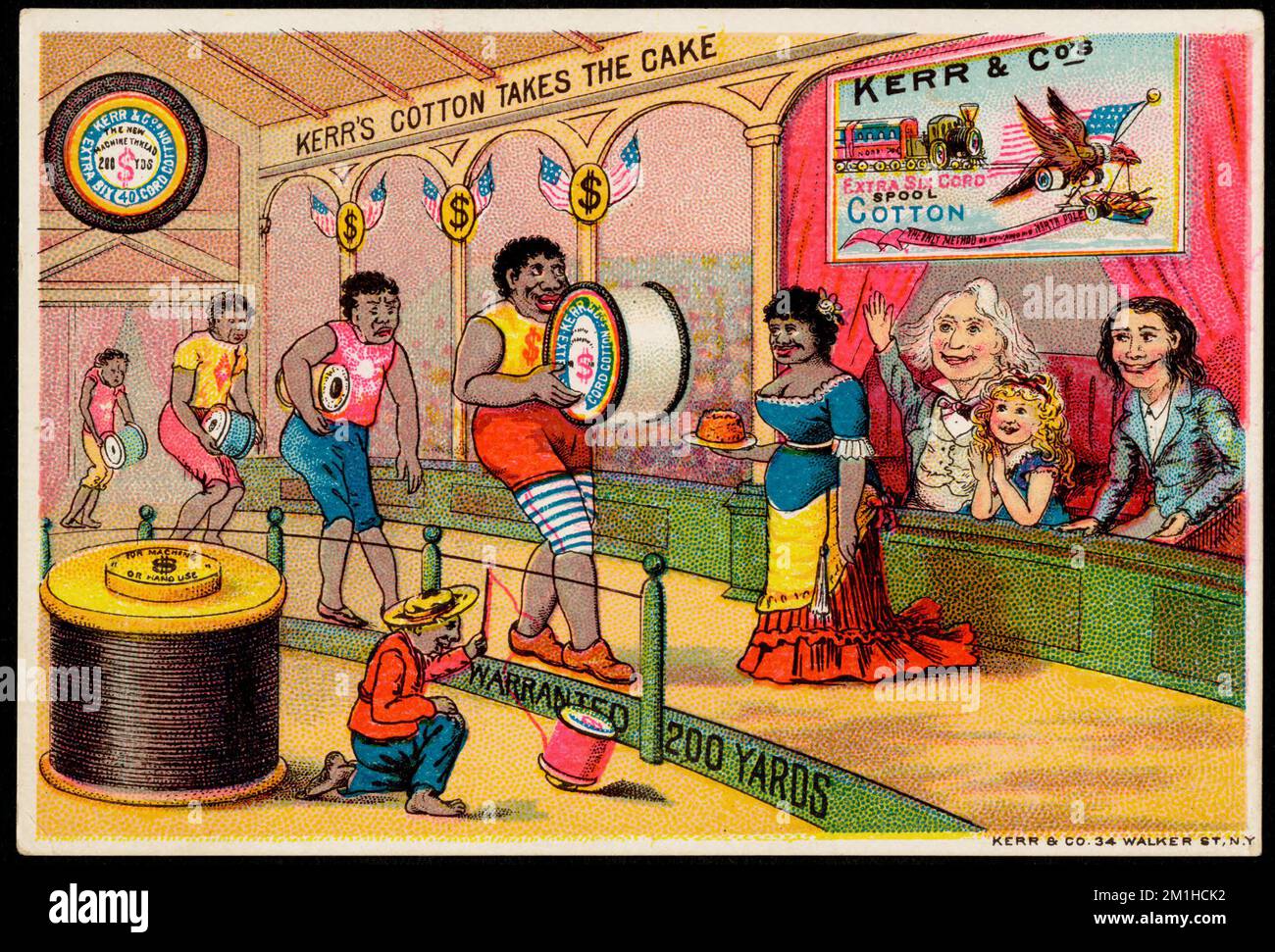 Kerr's cotton takes the cake. Warranted 200 yards. Kerr & Co's extra ...