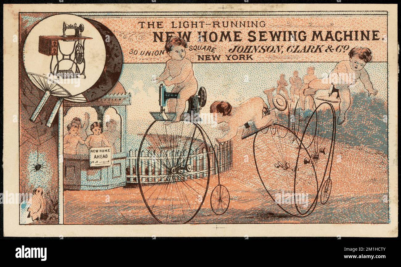 The light-running New Home sewing machine. , Children, Bicycles ...