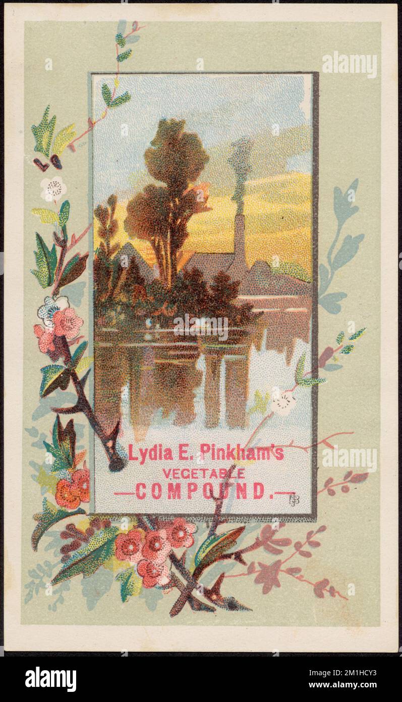 Lydia E. Pinkham's Vegetable Compound. , Trees, Bodies of water ...