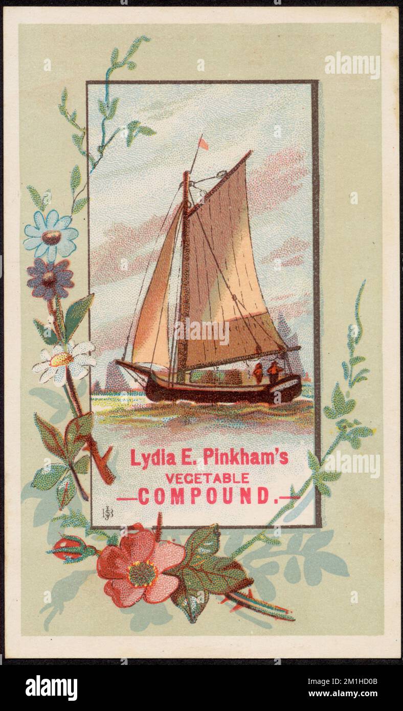 Lydia E. Pinkham's Vegetable Compound. , Ships, Flowers, Patent ...